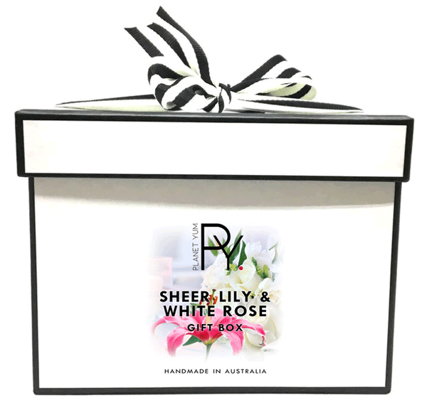 Sheer Lily & White Rose Gift Box | Packaged with style by Planet Yum ...